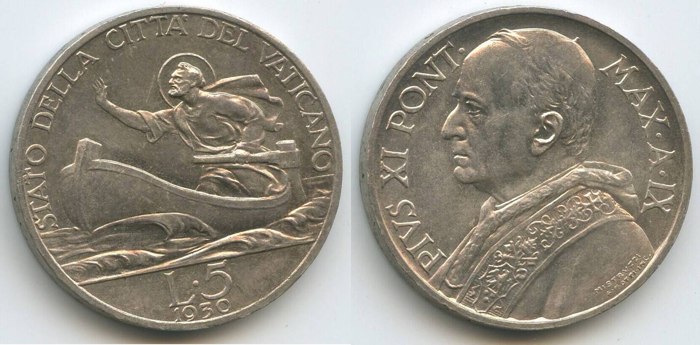Vatikan Italien-Kirchenstaat Rom 2 Lire 1930-IX M#5952 - Papst Pius XI. 1922-1939 Vatican City ...