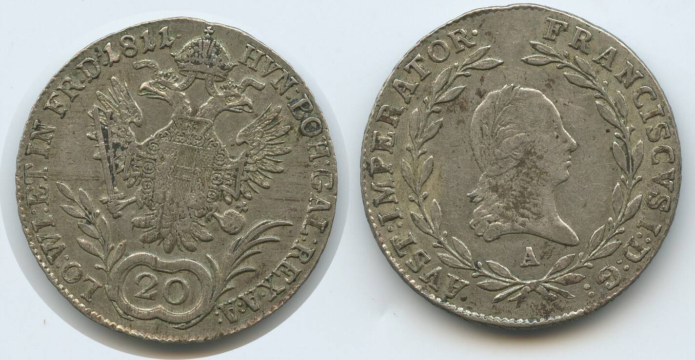 Österreich Kaiserreich 20 Kreuzer Silber 1811 A Wien M#6618 - Franz II ...