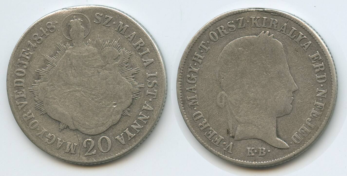 Österreich Ungarn Kaiserreich 20 Krajczar Silber 1848 KB Kremnitz M#6694 - War of Independence ...