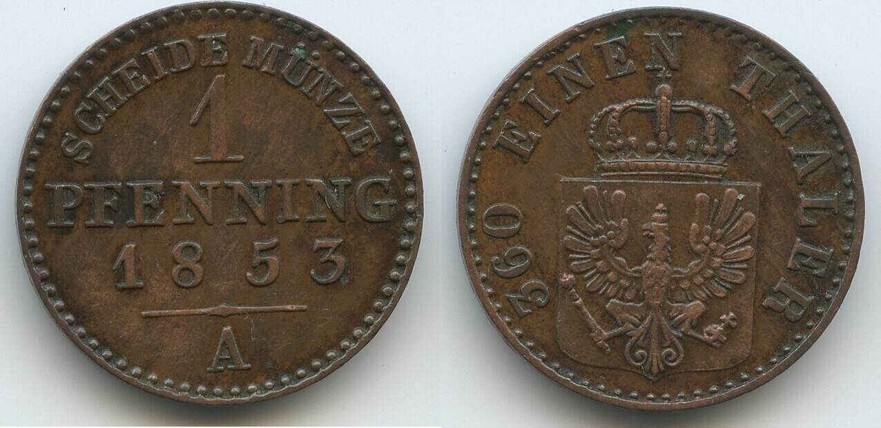 Brandenburg-Preußen Berlin 1 Pfennig 1853 A Berlin G14161 - Friedrich ...