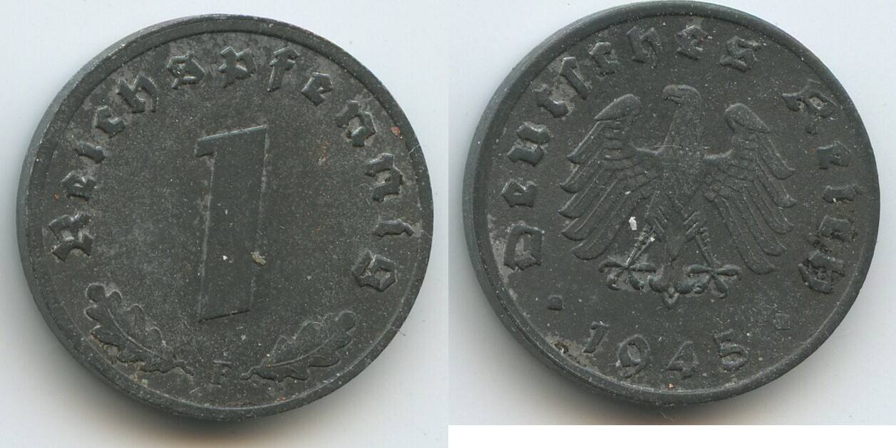 Deutschland 1 Reichspfennig 1945 F Stuttgart S0216 - Alliierte ...