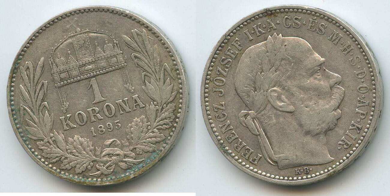 Ungarn Kaiserreich 1 Korona (Krone) Silber 1895 KB Kremnitz G5681 - Kaiser Franz Joseph I. 1848 ...