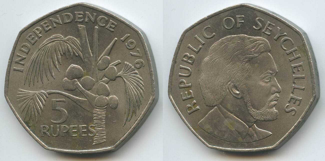 Seychellen 5 Rupees 1976 G11474 - Kokospalme - Declaration of ...