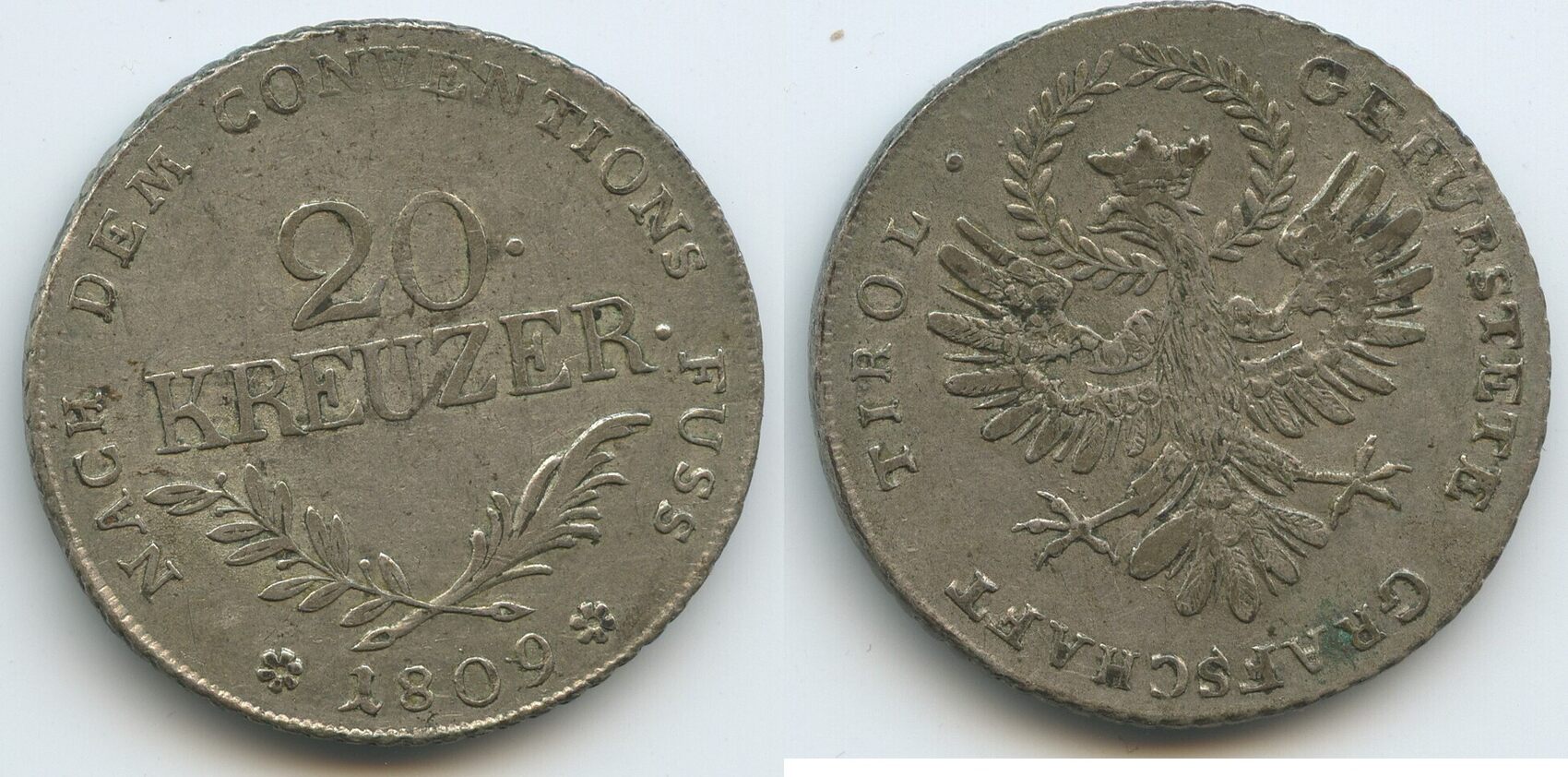 Österreich Tirol 20 Kreuzer Silber 1809 GS1245 - Gefürstete Grafschaft ...