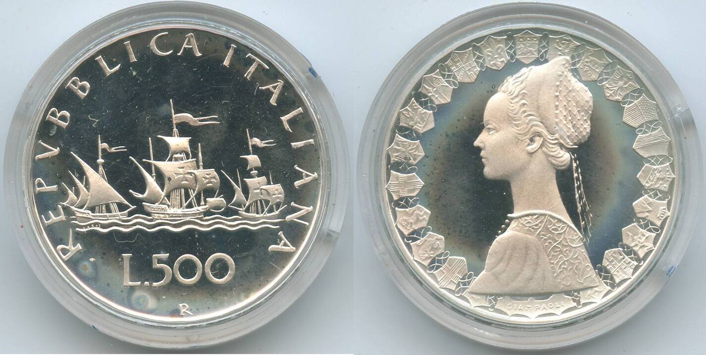 Italien Republik 500 Lire Silber 1990 R Rom G7644 - Christopher Columbus's ships, Nina, Pinta ...