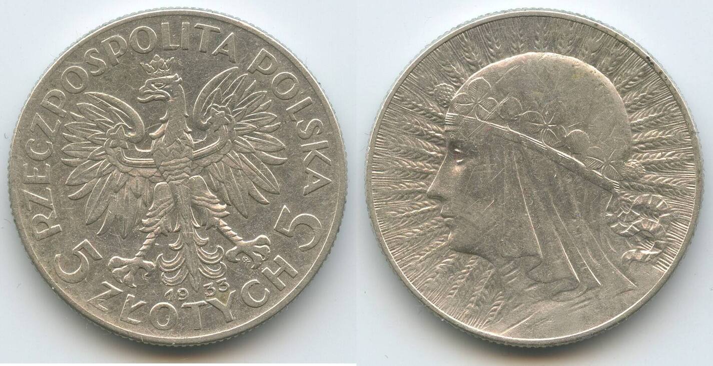 Polen Rzeczpospolita Polska 5 Zlotych (5 Zloty) Silber 1933 MW H0512 - Polonia Queen Jadwiga ...