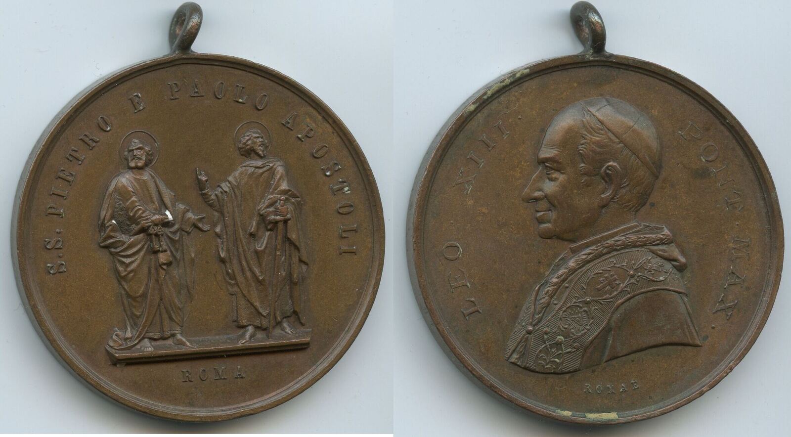 Vatikan Italien-Kirchenstaat Rom Große Bronzemedaille tragbar nd. 1878-1903 Roma M1002 - Apostel ...