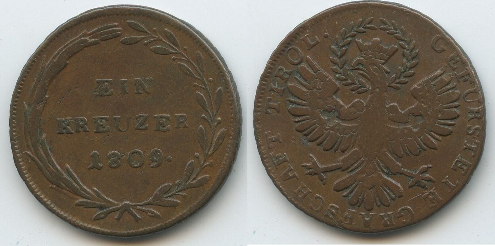 Österreich Tirol 1 Kreuzer 1809 G5937 - Gefürstete Grafschaft Tirol ...