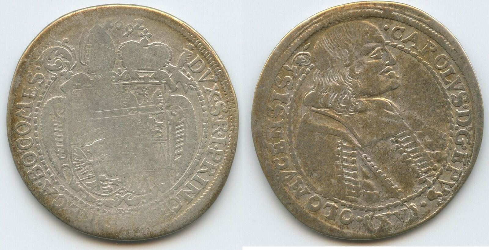 RDR Bistum Olmütz - Königreich Böhmen XV Kreuzer (15 Kreuzer) Silber 1692 M#3059 - Karl von ...