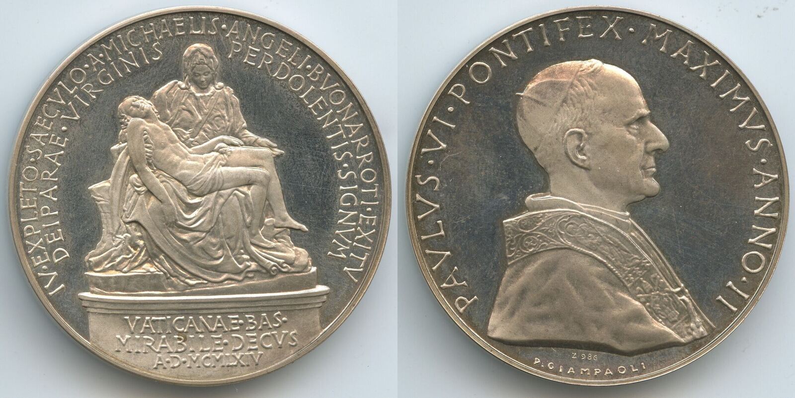 Vatikan Italien-Kirchenstaat Rom Roma Große Silbermedaille Papst Paul VI. 1963-1978 1964 M#8698 ...
