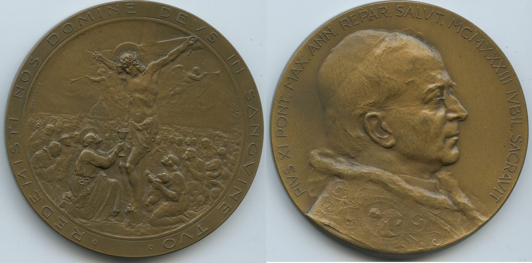 Vatikan Italien-Kirchenstaat Rom Roma Große Bronzemedaille - Papst Pius XI. 1922-1939 1933 M ...
