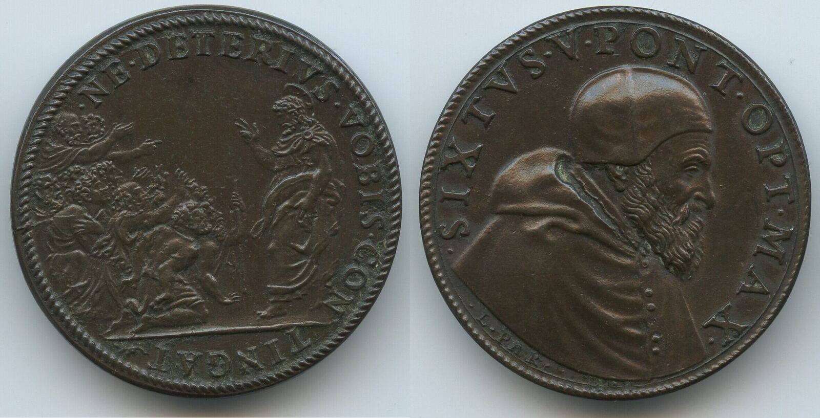 Vatikan Italien-Kirchenstaat Roma Bronzemedaille nd. G10823 - Papst Sixtus V. 1585-1590 ...