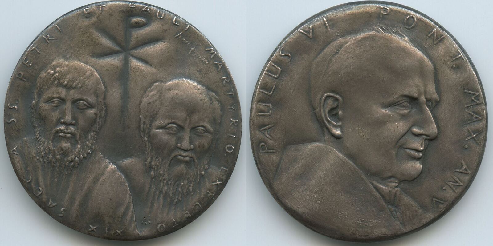 Vatikan Italien-Kirchenstaat Roma Große Silbermedaille Papst Paul VI. 1963-1978 1967 V Rom M ...