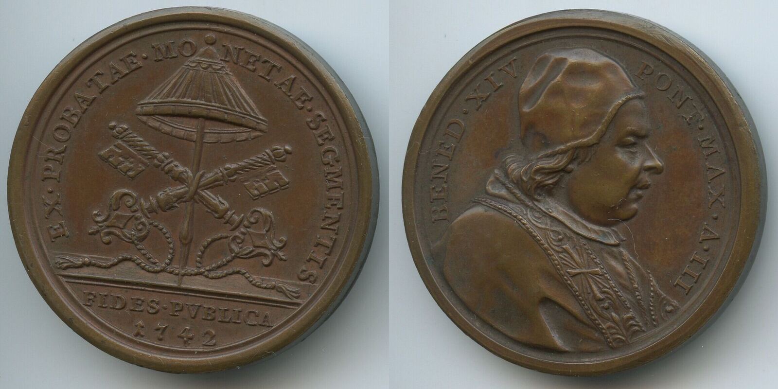 Vatikan Italien-Kirchenstaat Rom Roma Bronzemedaille Prämienmedaille 1742 G10822 Papst Benedikt ...