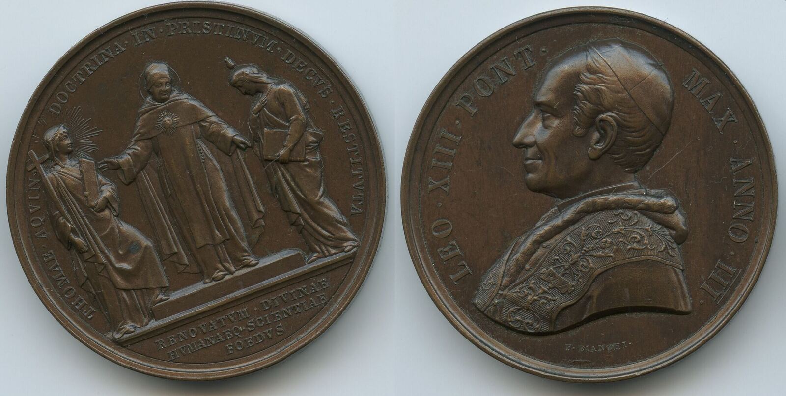 Vatikan Italien-Kirchenstaat Roma Große Bronzemedaille Papst Leo XIII. 1878-1903 1880 III M#8749 ...