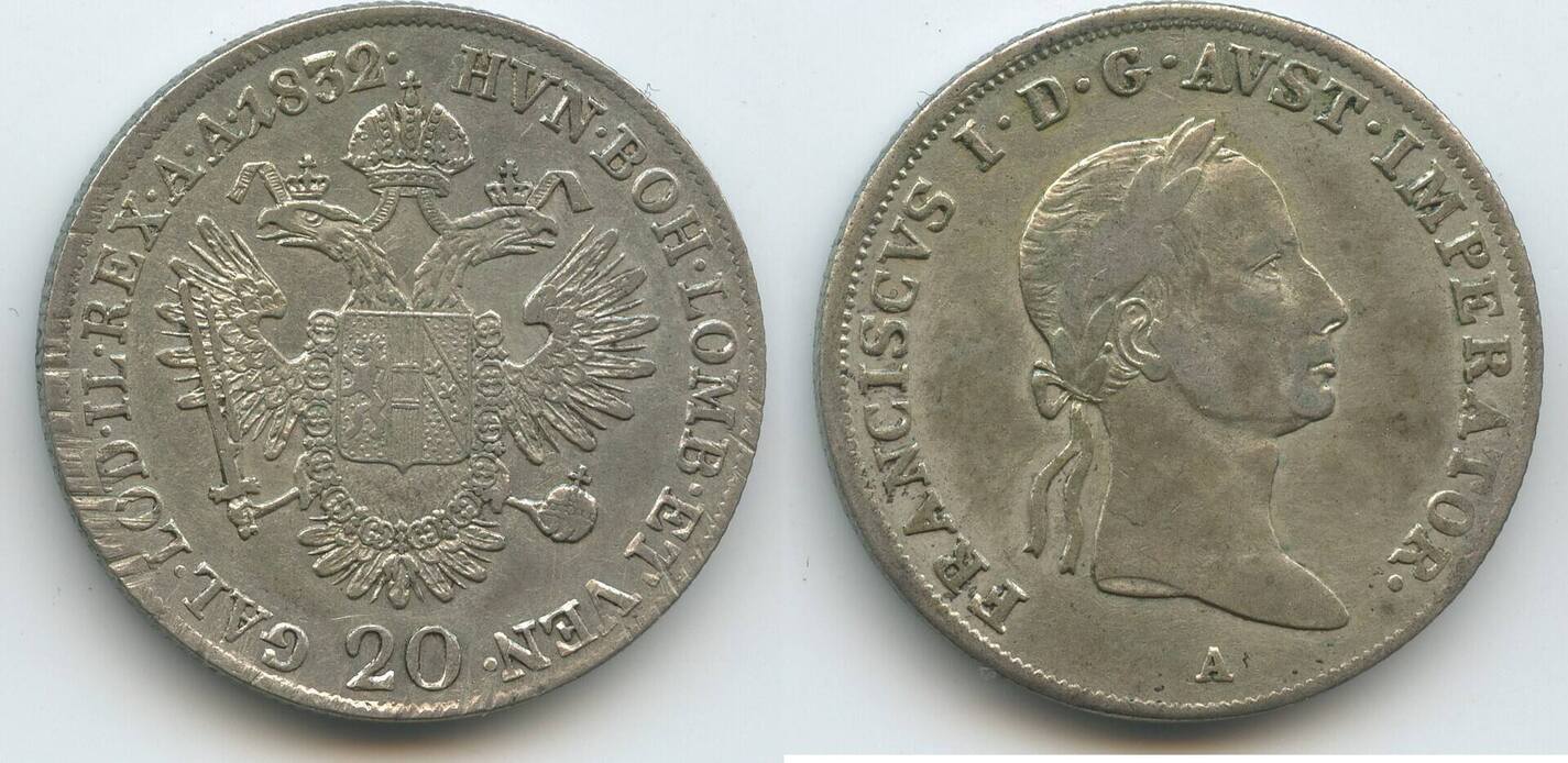 Österreich Kaiserreich 20 Kreuzer Silber 1832 A Wien H0557 - Franz II. 1792-1835 Austria Sehr ...