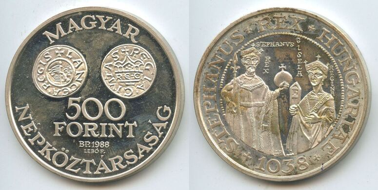 Ungarn Magyar Népköztársaság 500 Forint Silber 1988 BP Budapest GS519 ...