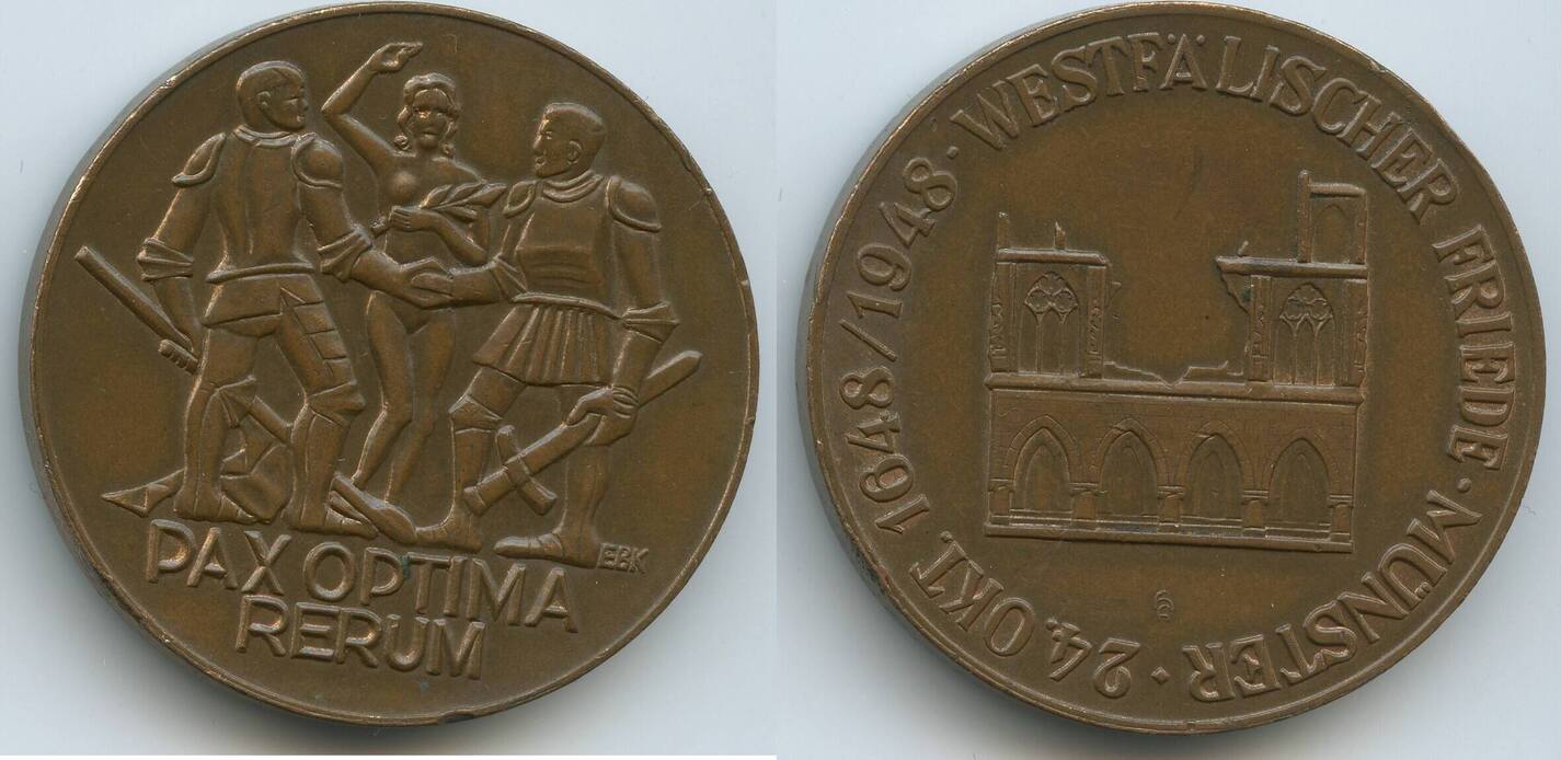 Deutschland Nordrhein-Westfalen Bronzemedaille Pax Optima Rerum 1948 ...