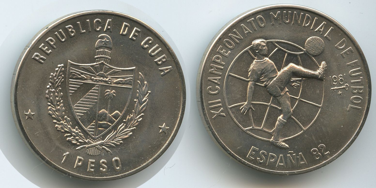 Kuba 1 Peso 1981 M#5214 - Fussball WM 1982 Espana 82 Unzirkuliert | MA ...