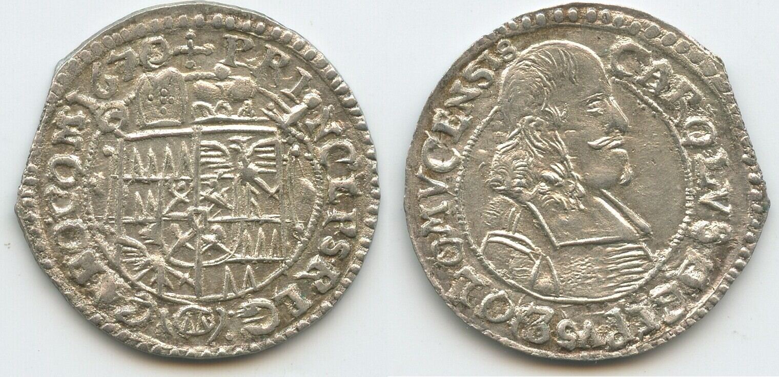 RDR Bistum Olmütz - Königreich Böhmen 3 Kreuzer (Groschen) Silber 1670 GX1527 - Karl von ...