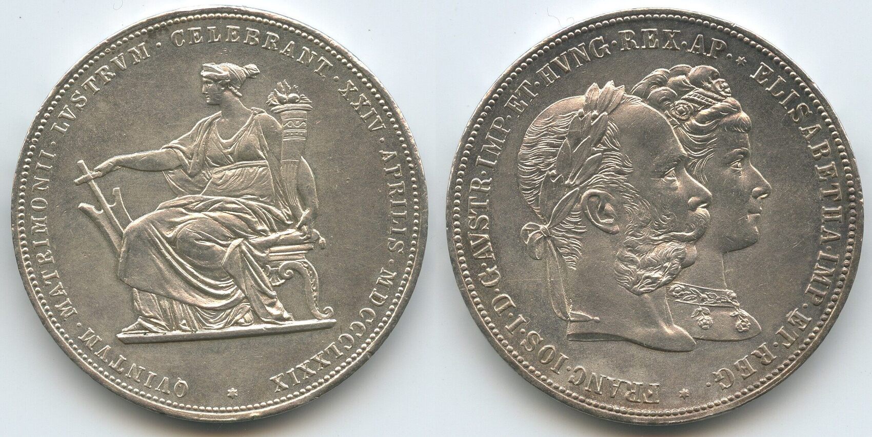 Österreich Kaiserreich Wien Doppelgulden (2 Fl, 2 Florin) Silber 1879 GS1089 - Silberhochzeit ...