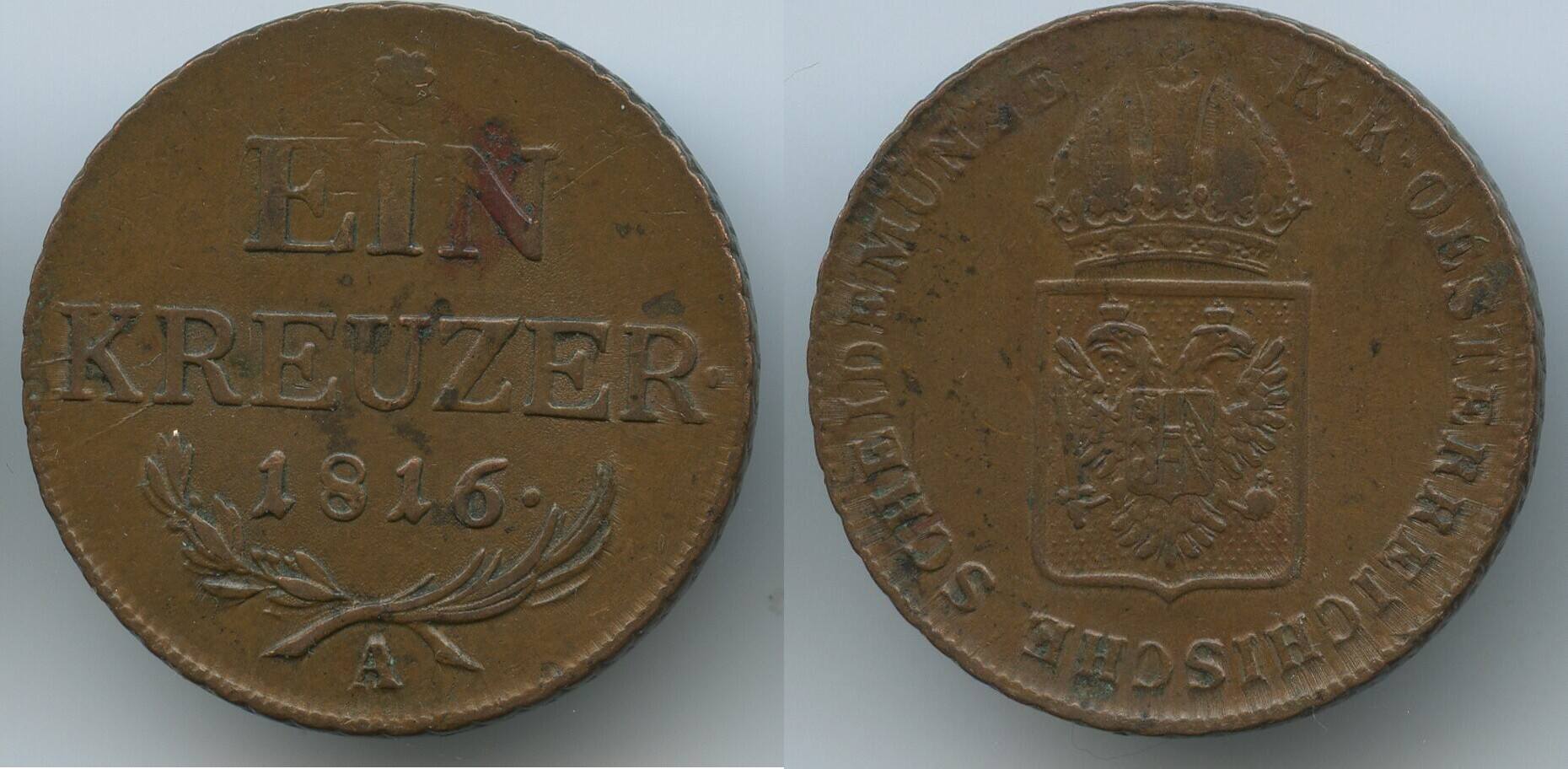 Österreich Kaiserreich 1 Kreuzer 1816 A Wien G5343 - Franz II. 1792 ...
