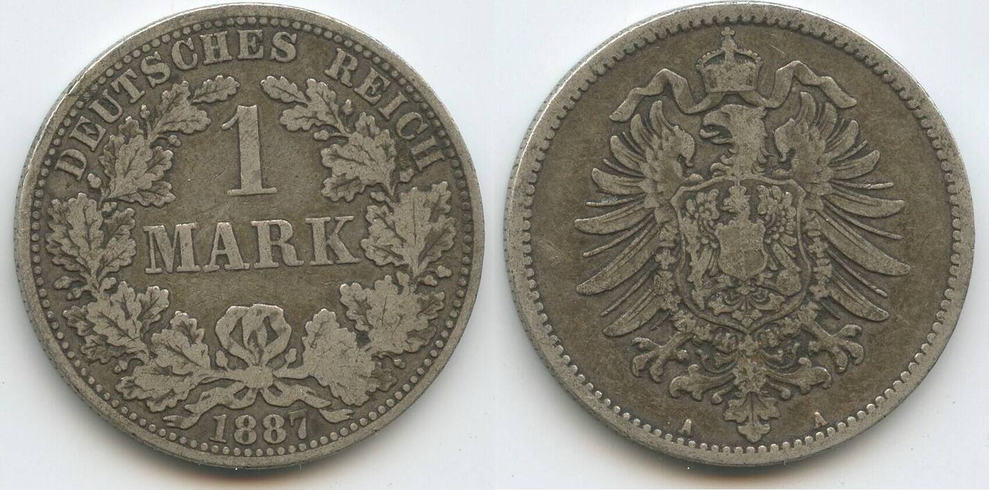 Deutsches Reich Kaiserreich 1 Mark Silber 1887 A Berlin S0471 - Wilhelm ...