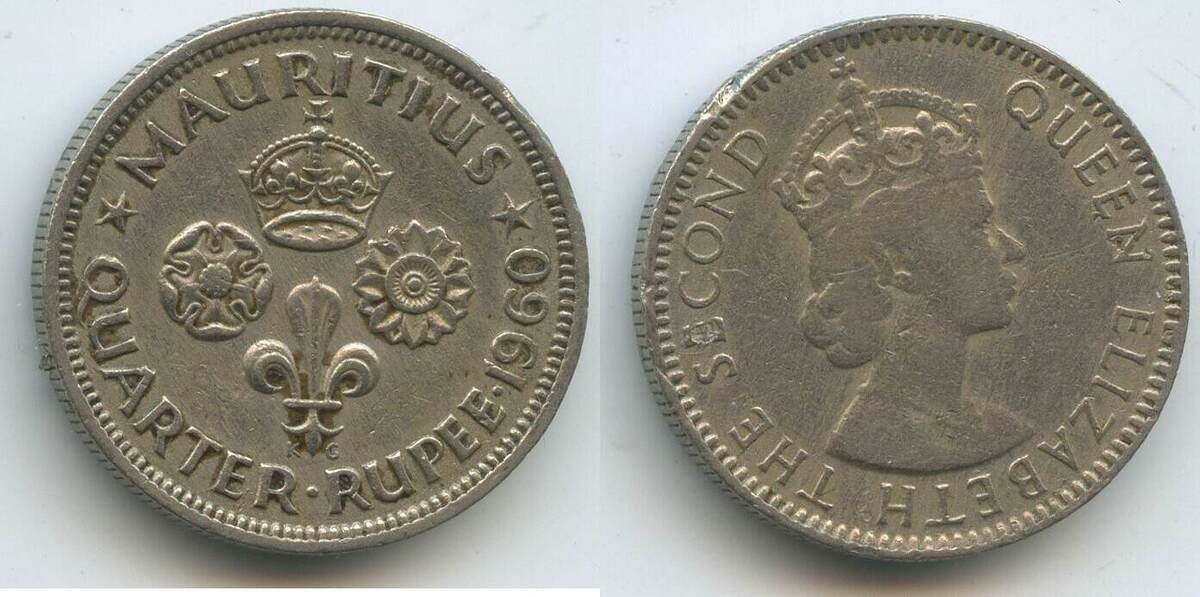 Mauritius ¼ Rupee 1960 G11480 - Queen Elisabeth II. Sehr Schön | MA-Shops