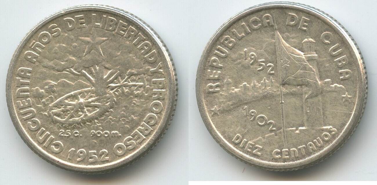 Kuba First Republic 20 Centavos Silber (Veinte Centavos) 1952 K169 ...