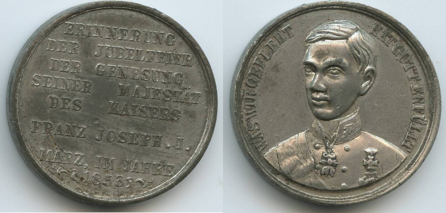 Österreich Kaiserreich Erinnerungsmedaille Attentatsversuch 1853 GX1175 ...