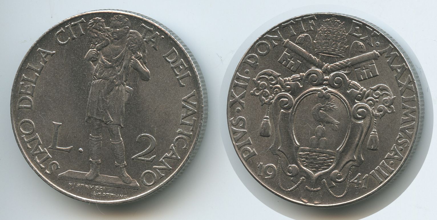 Vatikan 2 Lire 1941 M#3195 - Papst Pius XII. 1939-1958 Vaticano Vorzüglich | MA-Shops