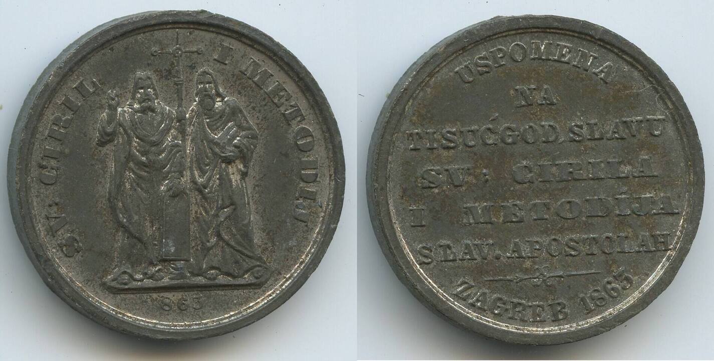 Slowakei Zinnmedaille 1863 G13337 - Heiliger Kyrill und Method 863-1863 ...