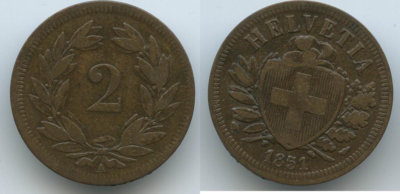 Schweiz Eidgenossenschaft 2 Rappen 1851 A Paris G3363 - Switzerland ...