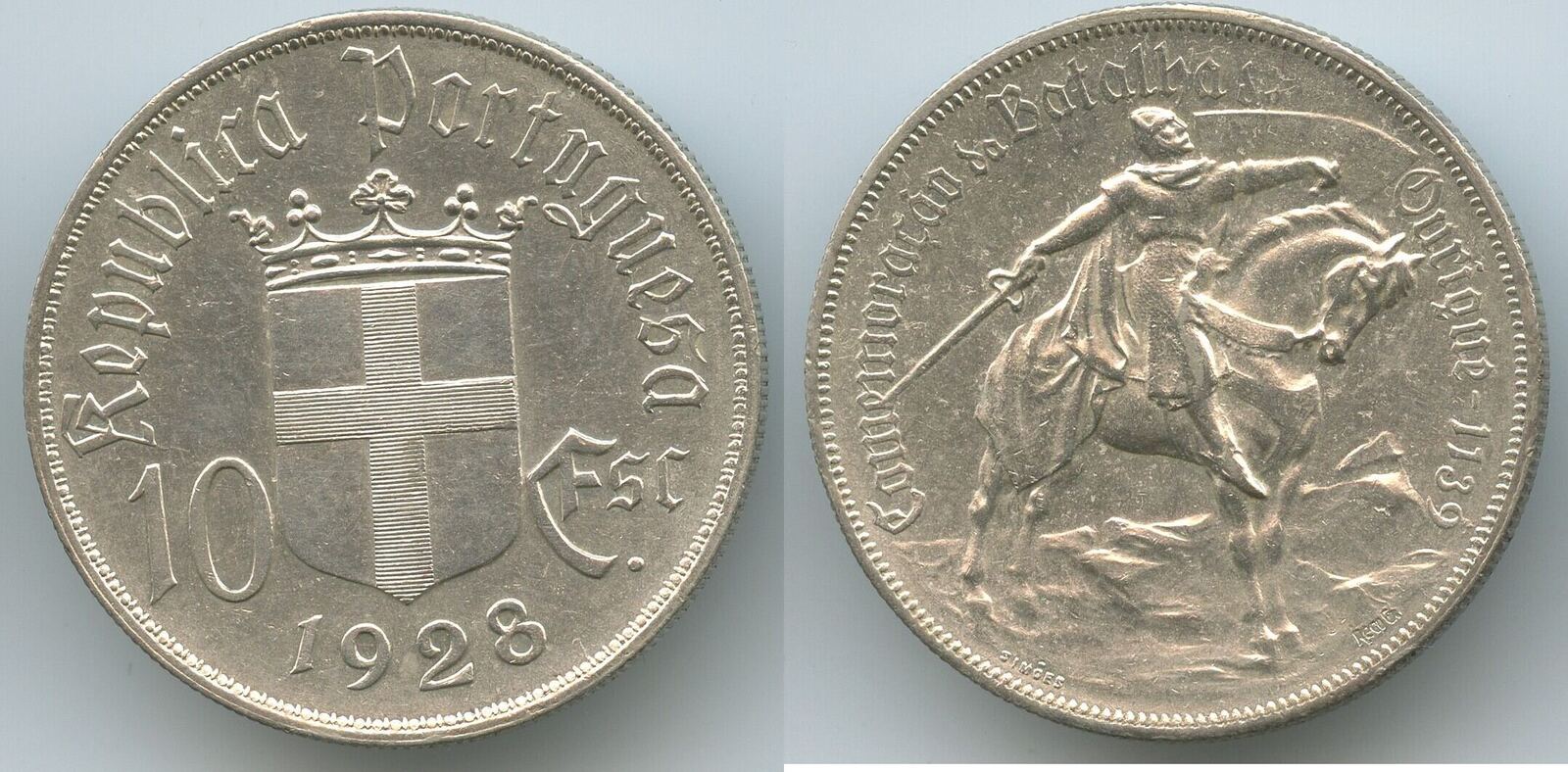 Portugal 10 Escudos Silber 1928 H0050 - Battle of Ourique Silber ...