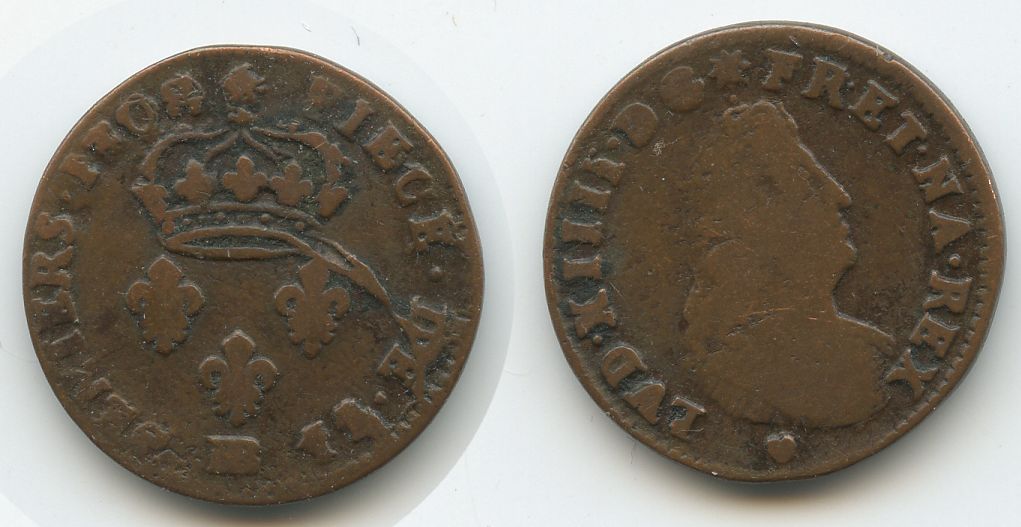 Frankreich Strassburg M#3173 - Frankreich LOUIS XIV 2 Deniers 1708 BB ...