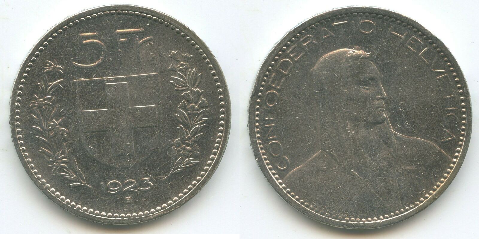 Schweiz Eidgenossenschaft 5 Franken Silber (5 Francs) 1923 B Bern GS012 - Alphirte Herdsman ...