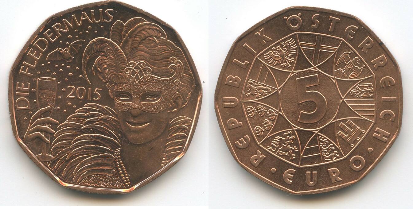 Österreich 5 Euro 2015 G12185 - Die Fledermaus Austria New Year ...
