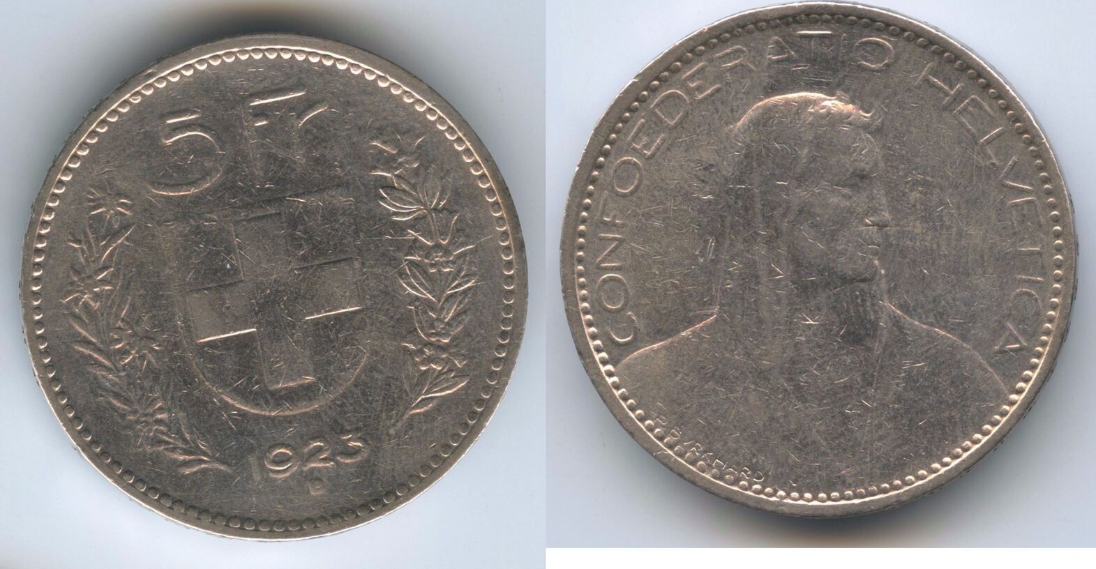 Schweiz Eidgenossenschaft 5 Franken Silber (5 Francs) 1923 B GS1059 - Alphirte Herdsman Suisse ...