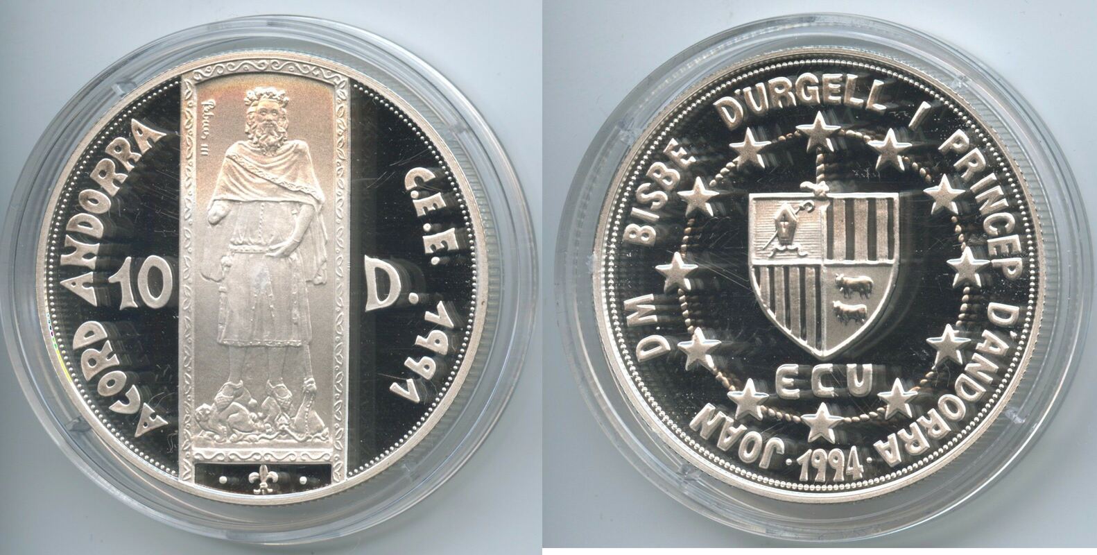 Andorra 10 Diners Silber 1994 G0467 - ECU Peter III. of Catalonia ...