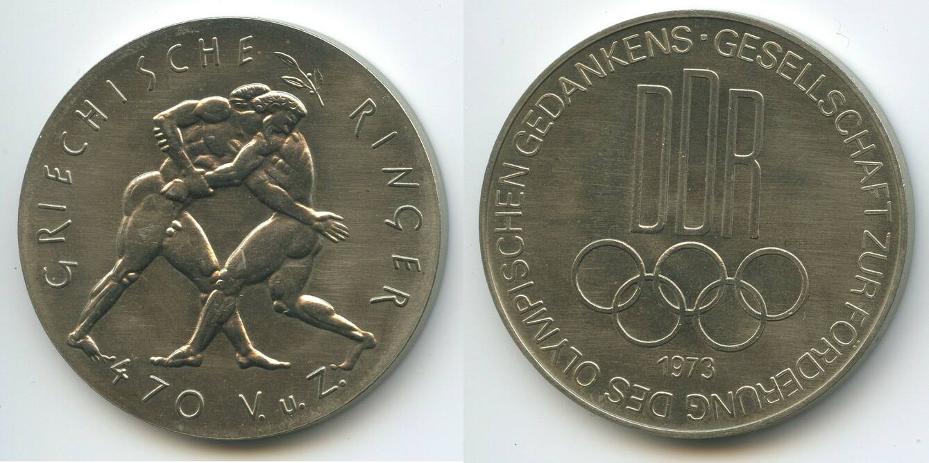Medaille 1973 GY240 - DDR Griechische Ringer Gesellschaft Olympischer ...