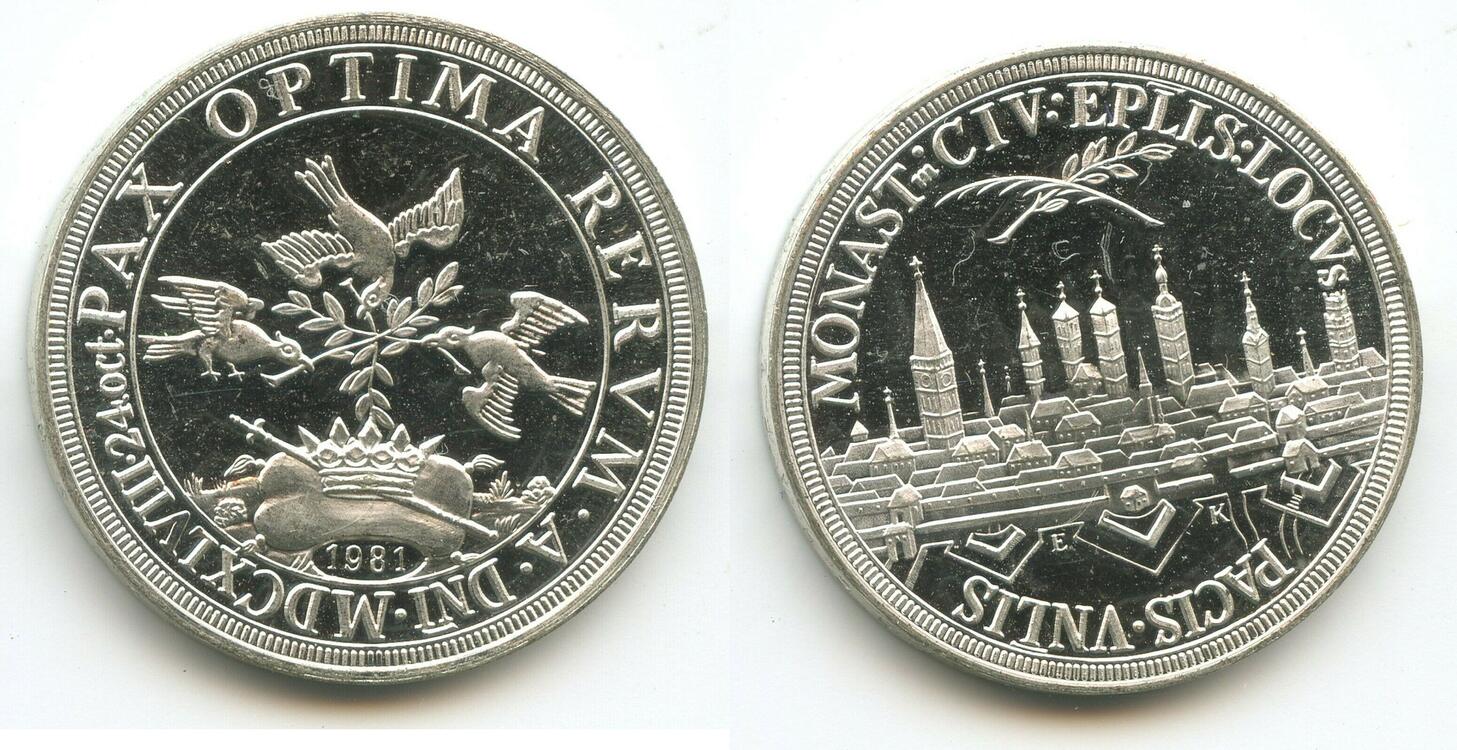 Silbermedaille 1981 GX580 - Münster Westfälischer Friede Pax Optima ...