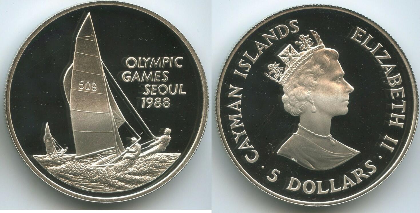Kaiman-Inseln - Cayman Islands 5 Dollars Silber 1988 G0399 - Schiff ...