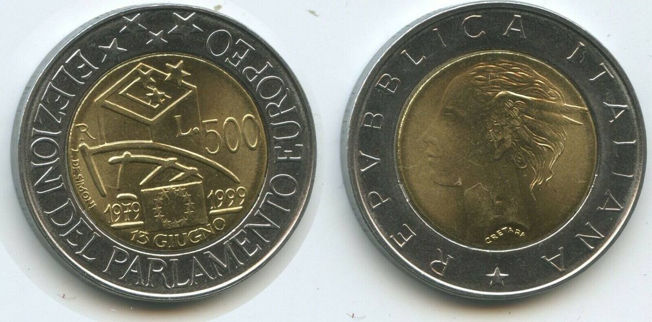 Italien Republik 500 Lire 1999 G4371 - 20th Anniversary of the first Election of European ...