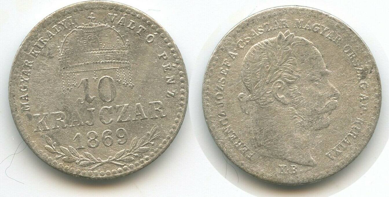 Österreich Ungarn Kaiserreich 10 Krajczar 1869 KB Kremnitz H1083 - Franz Joseph I. 1848-1916 ...