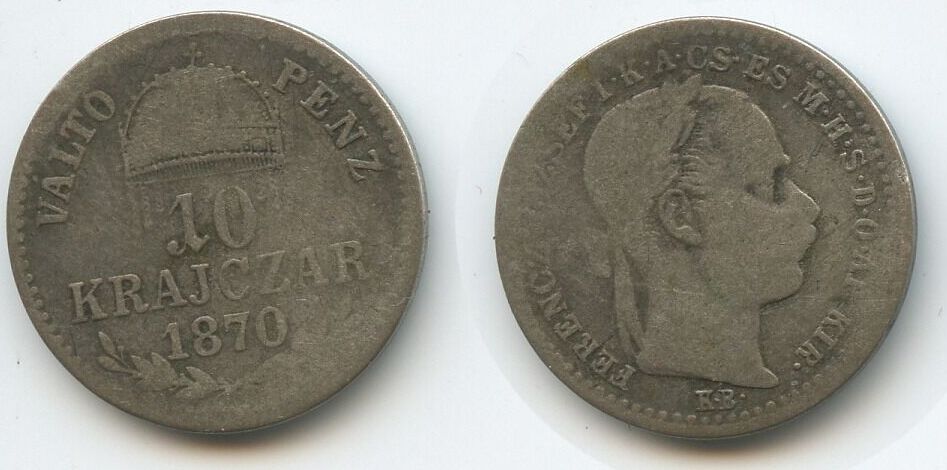 Ungarn Kaiserreich 10 Krajczár 1870 KB Kremnitz G14753 - Franz Joseph I. 1848-1916 Austria Schön ...
