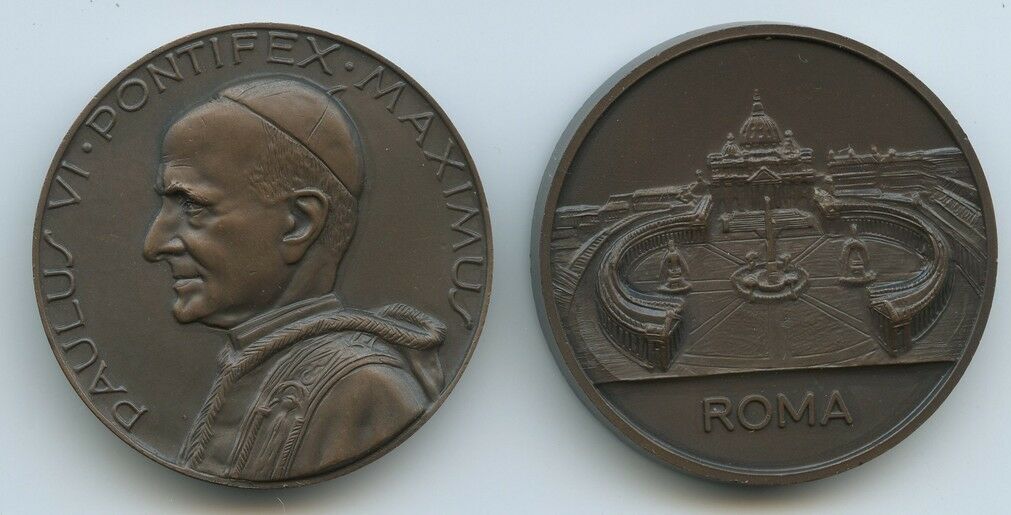 Vatikan Italien-Kirchenstaat Bronzemedaille GY707 - Papst Paul VI. 1963-1978 - Roma Petersdom ...