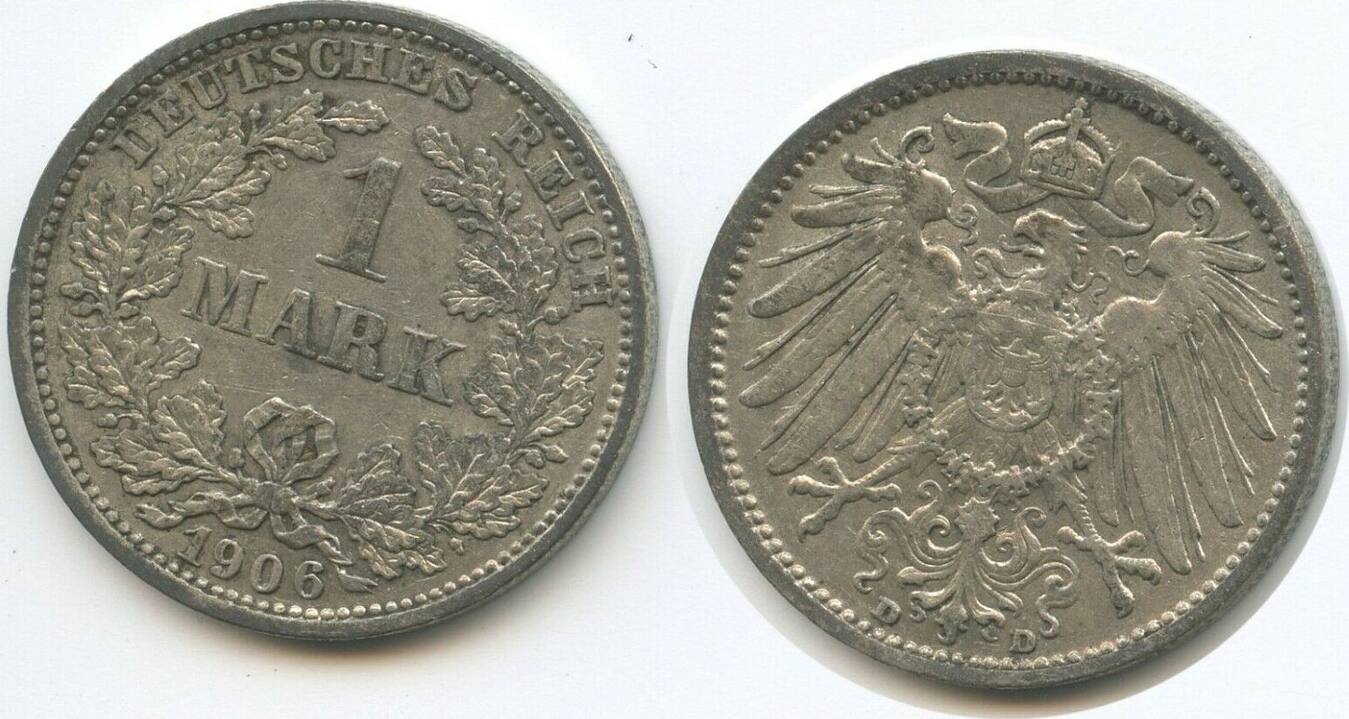 Deutsches Reich Kaiserreich 1 Mark Silber 1906 D München G10706 - Germany Empire Munich Wilhelm ...