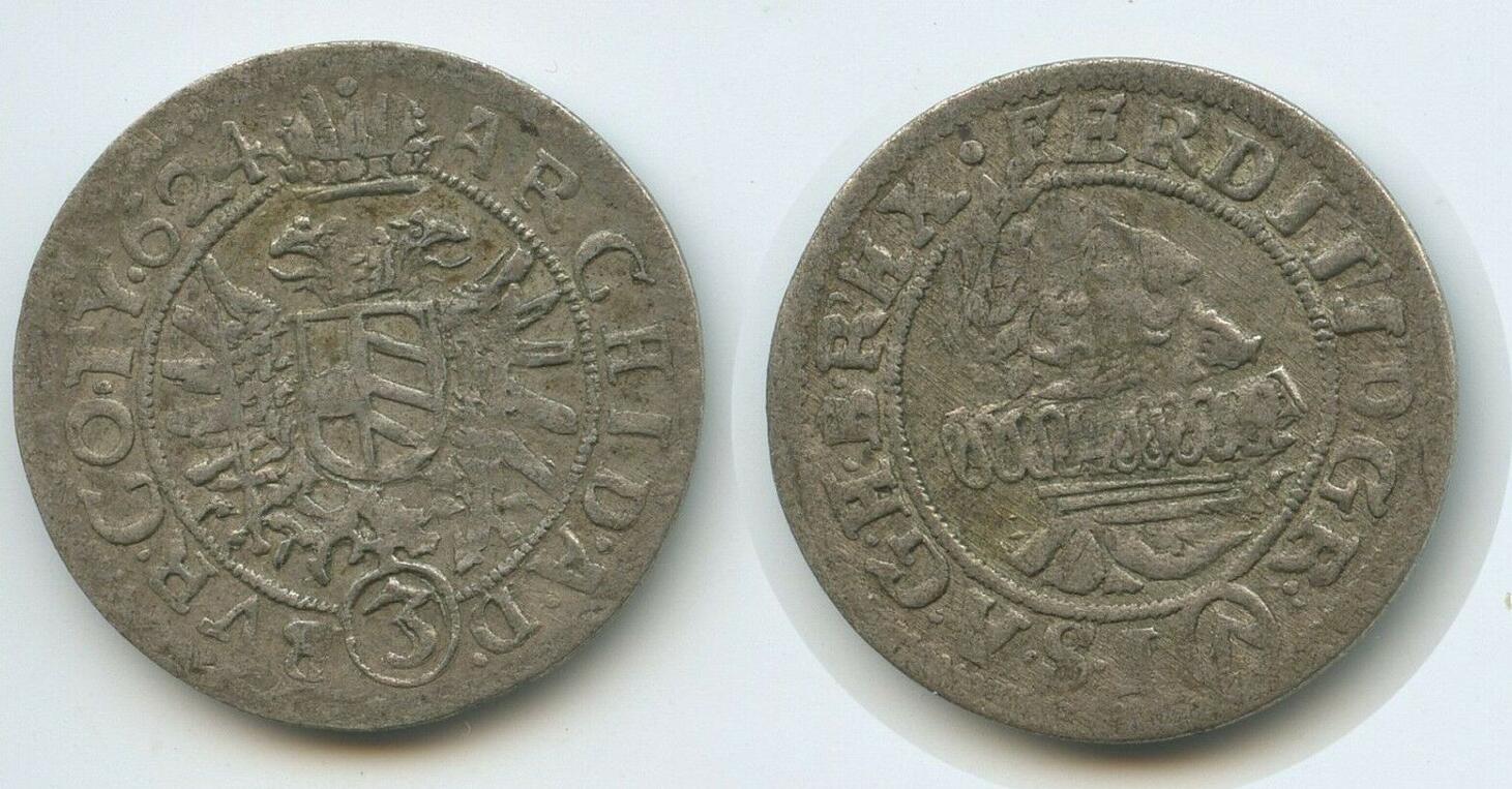 3 Kreuzer 1624 G14599 - Austria Vienna KM#256 Silver Ferdinand II.1619-1637 RDR | MA-Shops