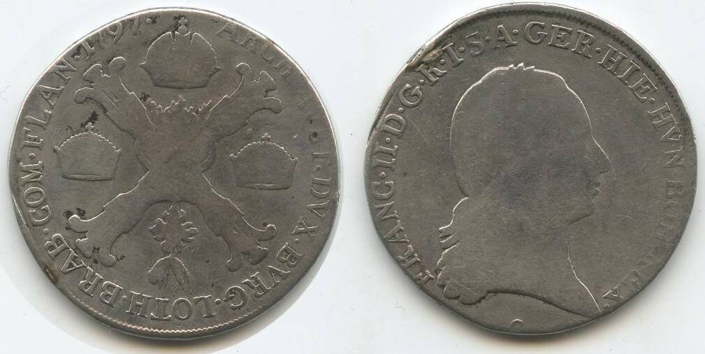 Österreichische Niederlande RDR ½ Kronentaler Silber 1797 C Prag M#5838 - Franz II. 1792-1835 ...