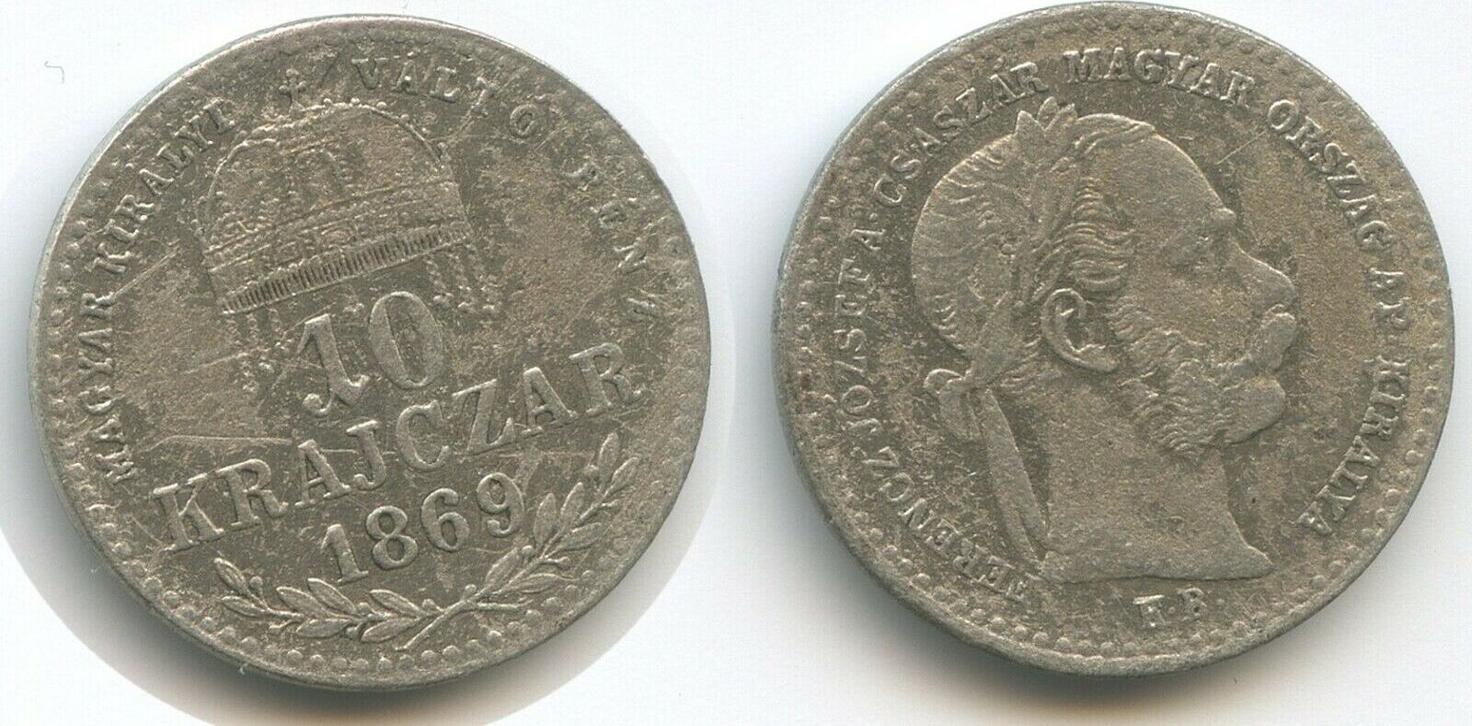Österreich Ungarn Kaiserreich 10 Krajczar 1869 KB Kremnitz H1055 - Franz Joseph I. 1848-1916 ...